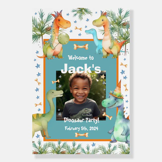 Personalized Dinosaur Photo Welcome Sign - Roar in | Zazzle