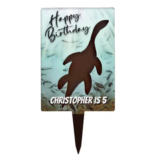 Personalized Dinosaur Plesiosaurus Happy Birthday Cake Topper | Zazzle
