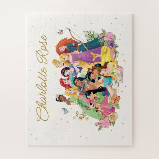 Personalized Disney Princess Floral Jigsaw Puzzle | Zazzle