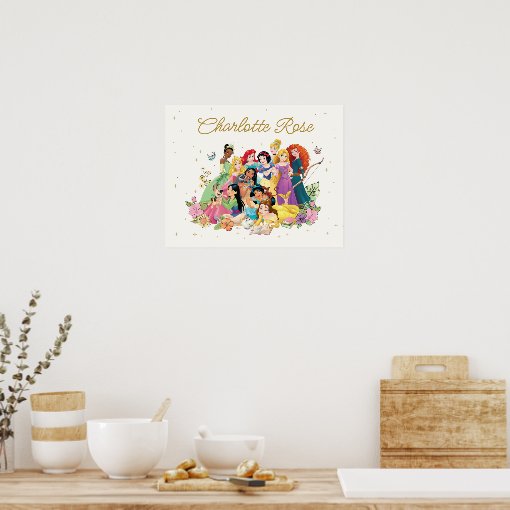Personalized Disney Princess Floral Poster | Zazzle