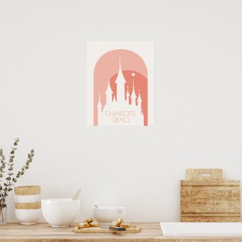 Personalized Disney Princess Pink Castle Poster | Zazzle