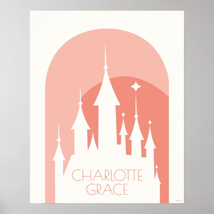 Personalized Disney Princess Pink Castle Poster | Zazzle
