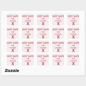 Personalized Do Not Eat Not Safe Red Chevron Square Sticker | Zazzle