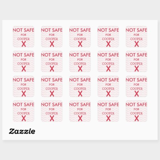 Personalized Do Not Eat Not Safe Red Chevron Square Sticker | Zazzle