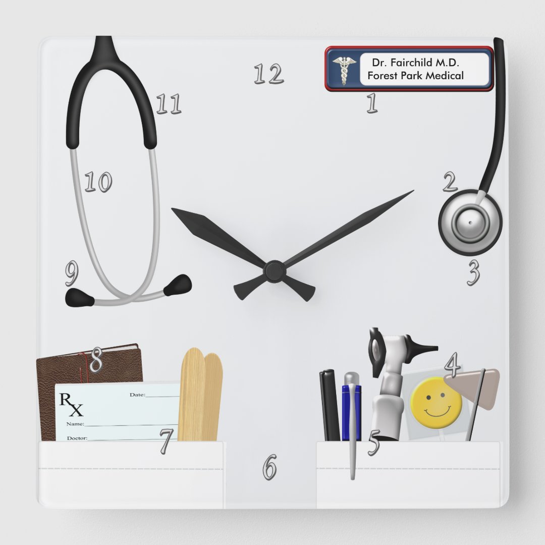 Personalized Doctor's Coat Square Wall Clock | Zazzle