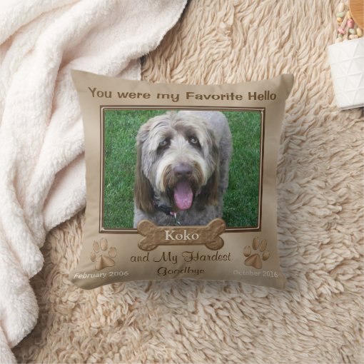 Personalized Dog Memorial Pillow PHOTO and TEXT | Zazzle
