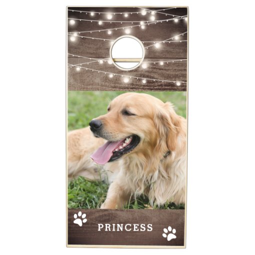 Personalized Dog Pet Photo String Lights Cornhole Set | Zazzle