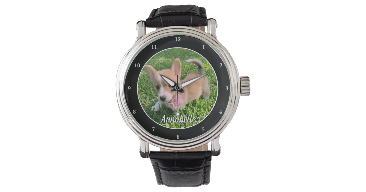 Personalized Dog Photo Monogram Modern Pet Owner Watch | Zazzle