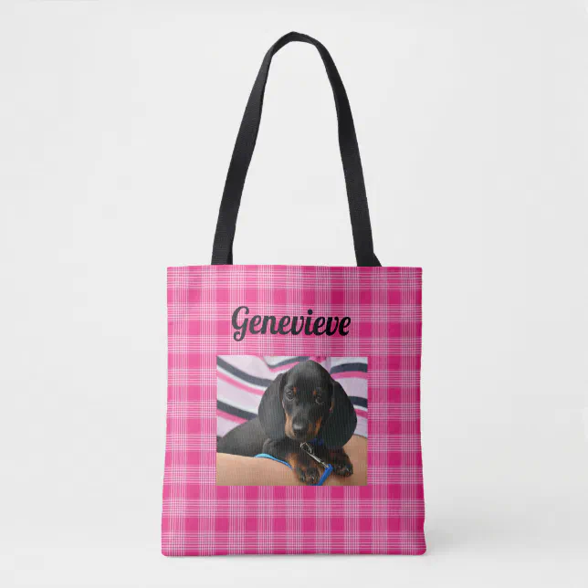 Personalized Dog Photo Paw Print Pink Tote Bag | Zazzle