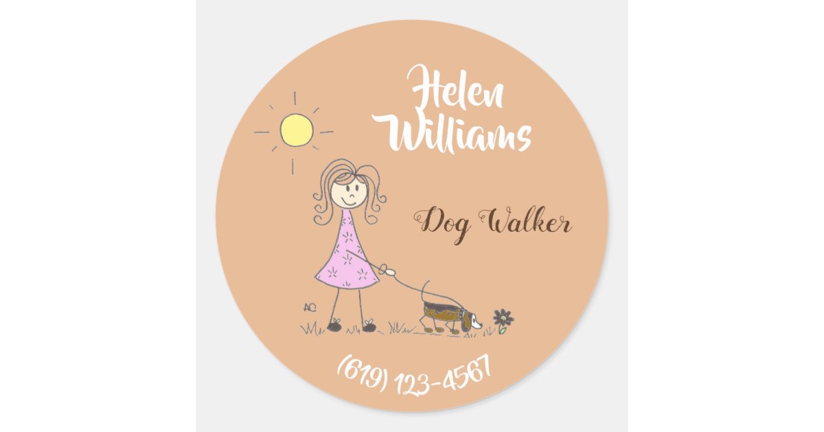 Personalized dog walker business stickers | Zazzle