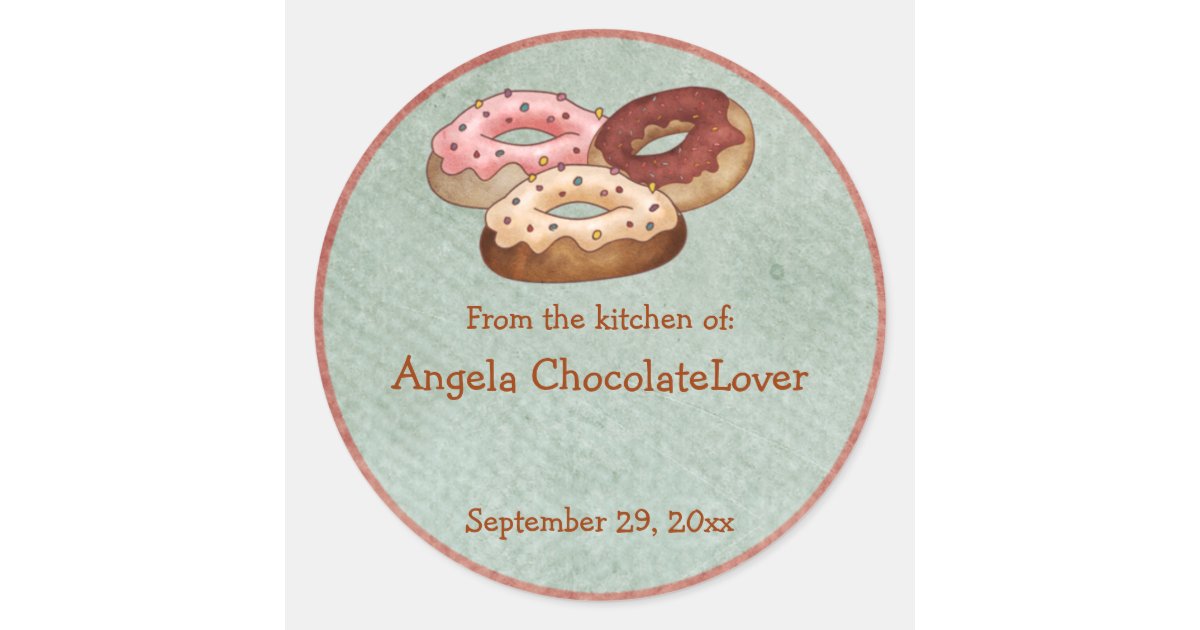 Personalized Donut Recipe Stickers | Zazzle