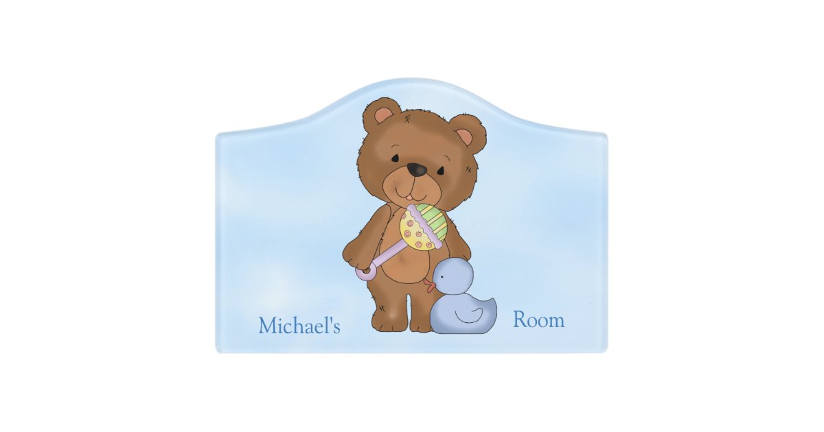 Personalized Door Sign Baby Boy Teddy Bear | Zazzle