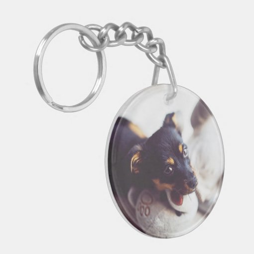 Personalized Double Sided Puppy Dog Pet Key chain | Zazzle