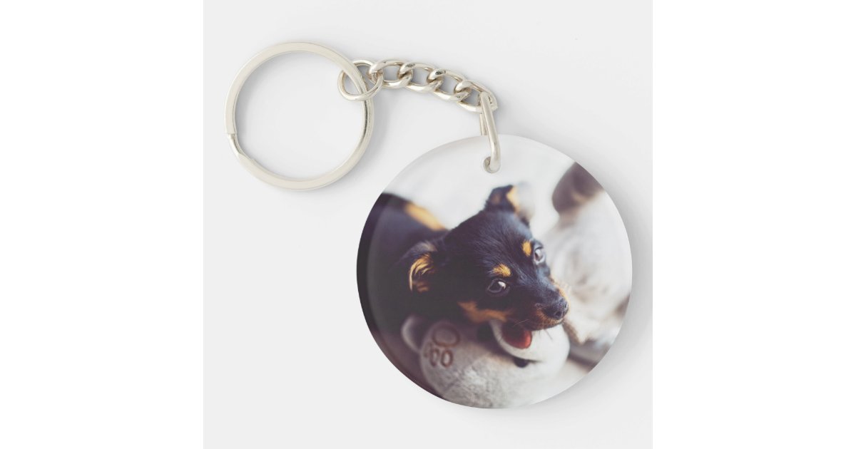Personalized Double Sided Puppy Dog Pet Key chain | Zazzle