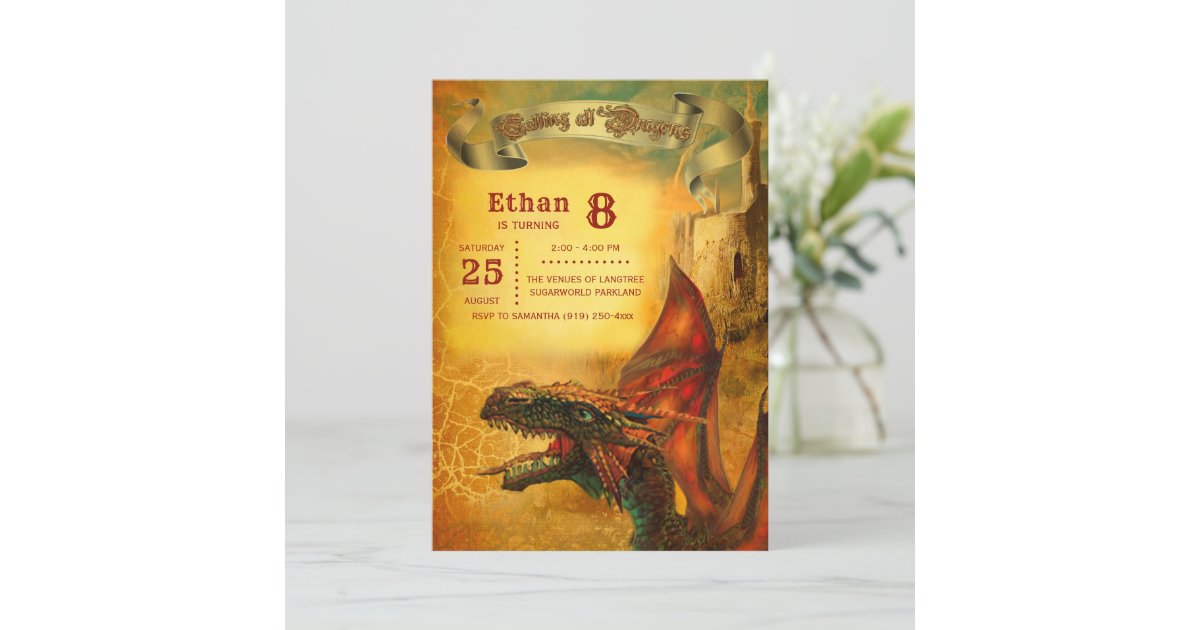 Personalized Dragon Birthday Party Invitation | Zazzle