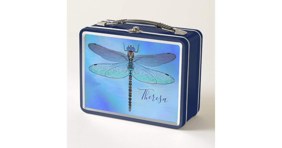 Personalized Dragonfly Navy Lunch Box | Zazzle