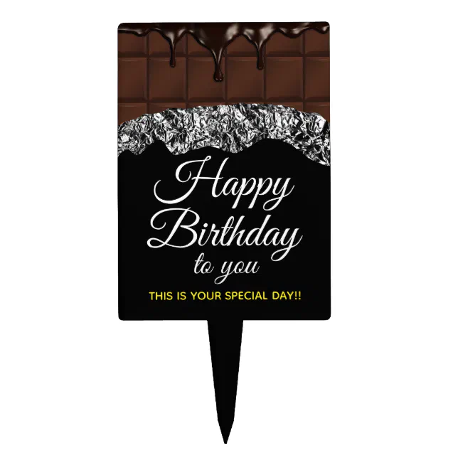 Personalized Dripping Chocolate Candy Bar Cake Topper | Zazzle