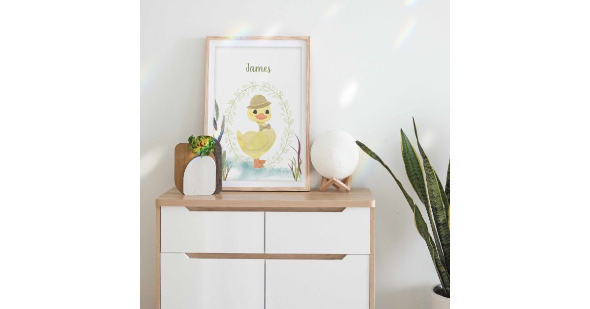 Personalized Duck Duckling with Bow Tie Poster | Zazzle