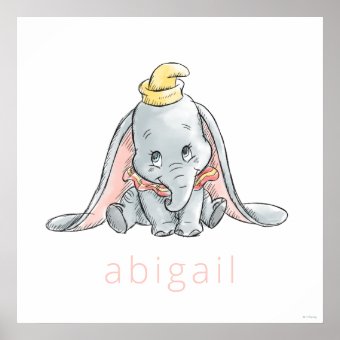 Personalized Dumbo Sketch for Nursery Poster | Zazzle