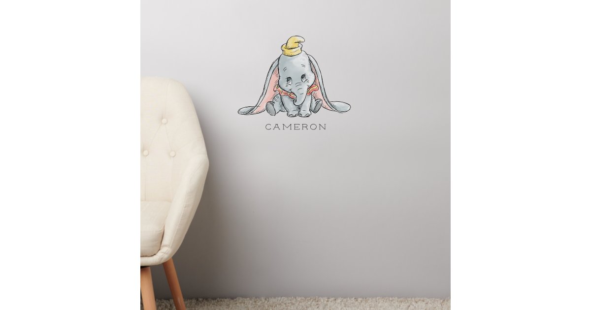 Personalized Dumbo Watercolor Wall Decal | Zazzle