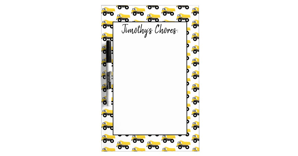 Personalized Dump Truck Construction Trucks Kids Dry Erase Board | Zazzle