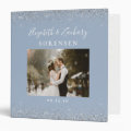 Personalized Dusty Blue Silver Glitter Photo 3 Ring Binder | Zazzle