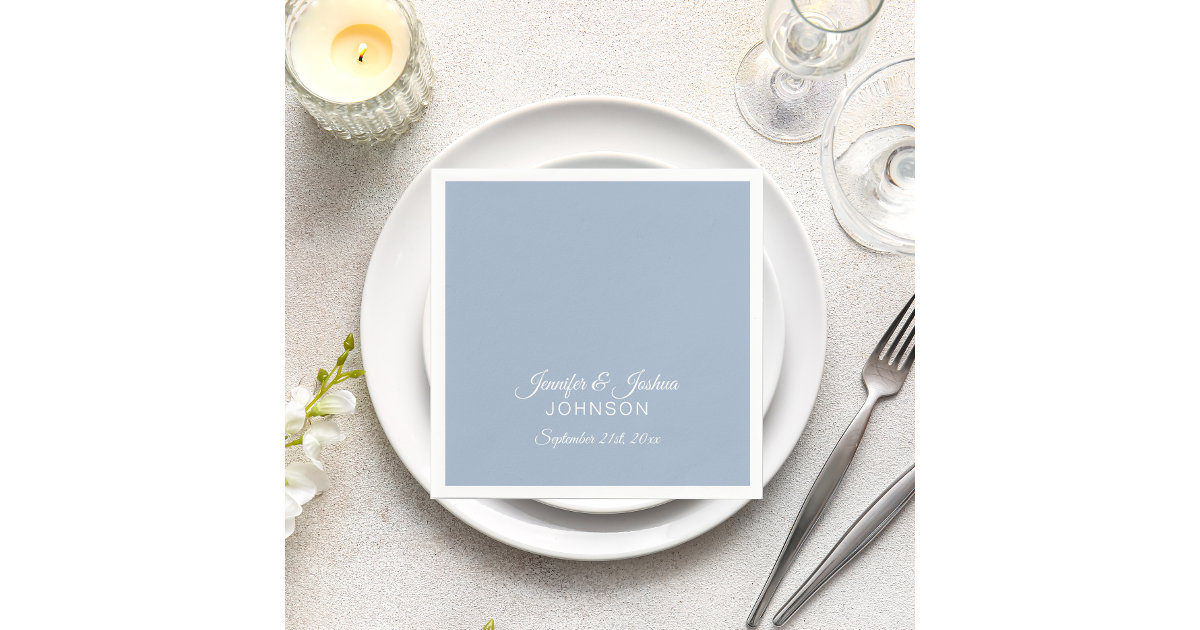 Personalized Dusty BLUE Wedding Napkins | Zazzle Personalized Dusty BLUE Wedding Napkins | Zazzle
