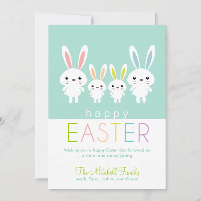 Personalized Easter Bunnies Greeting Card | Zazzle