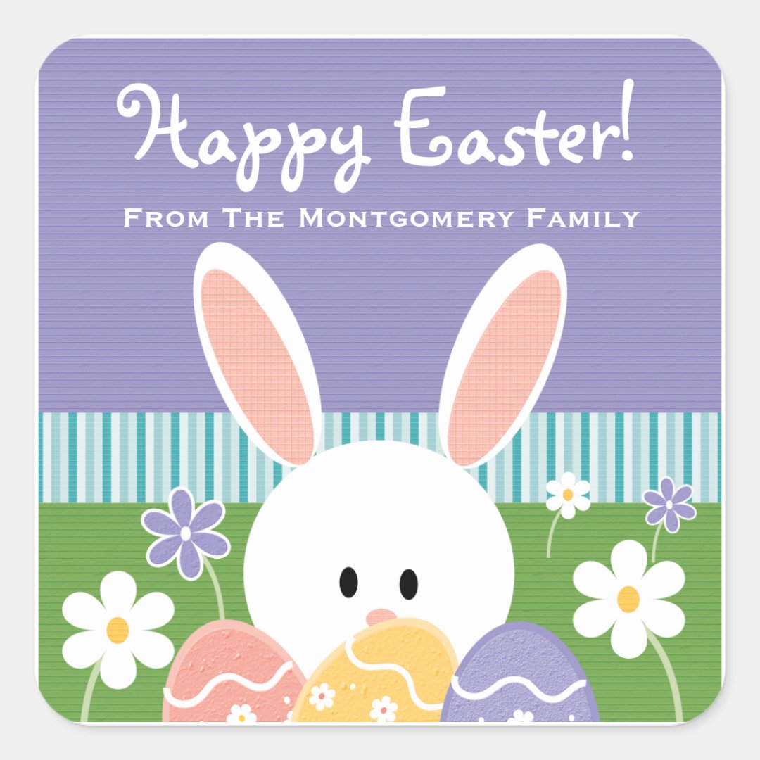 Personalized Easter Bunny Eggs Label Stickers | Zazzle