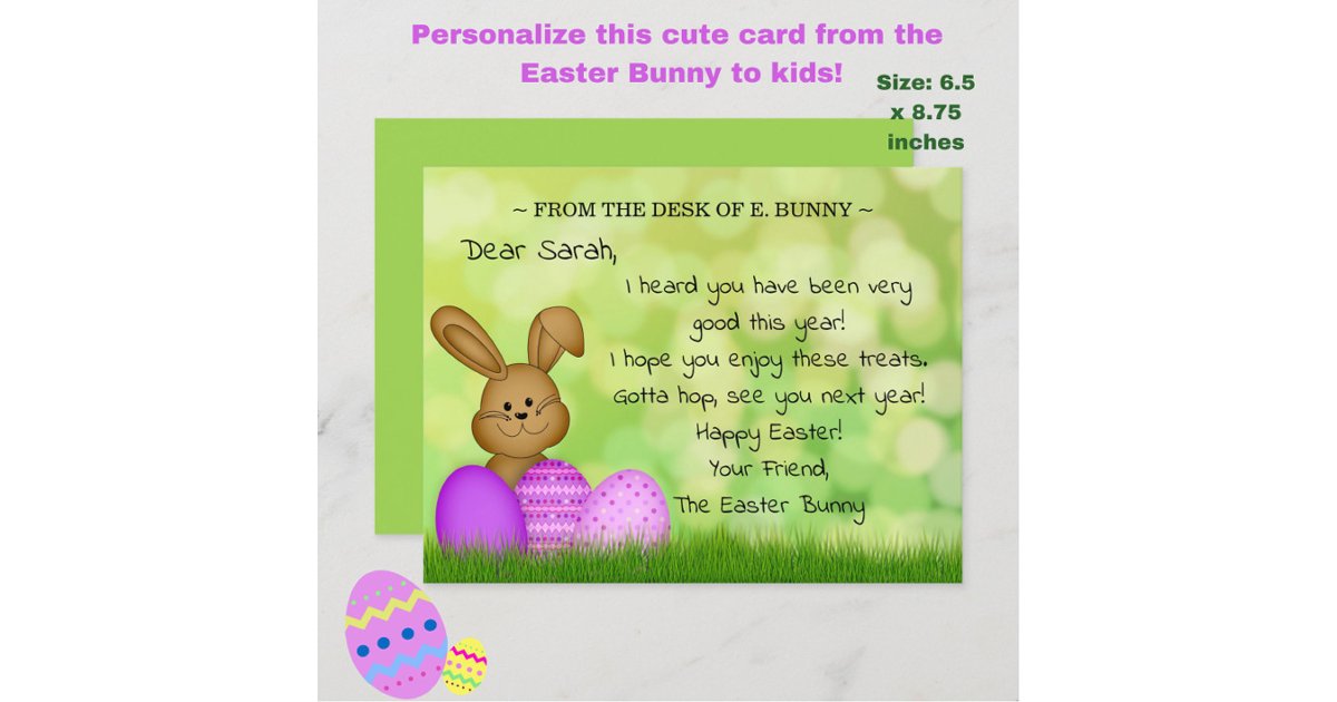 Personalized Easter Bunny to Kids Cute Fun Big Holiday Card | Zazzle