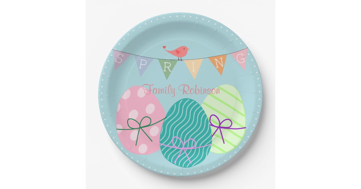Personalized Easter Paper Plates Cute Eggs | Zazzle