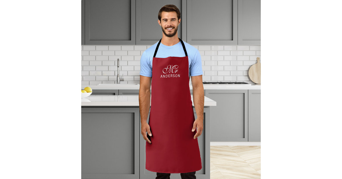 Personalized Editable Colors Elegant Script Mr Apron | Zazzle
