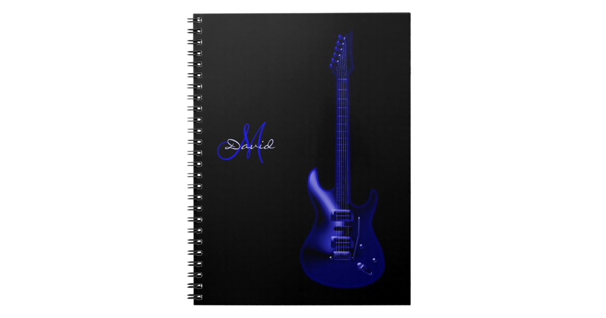 Personalized Electric Blue Guitar Music Notebook | Zazzle