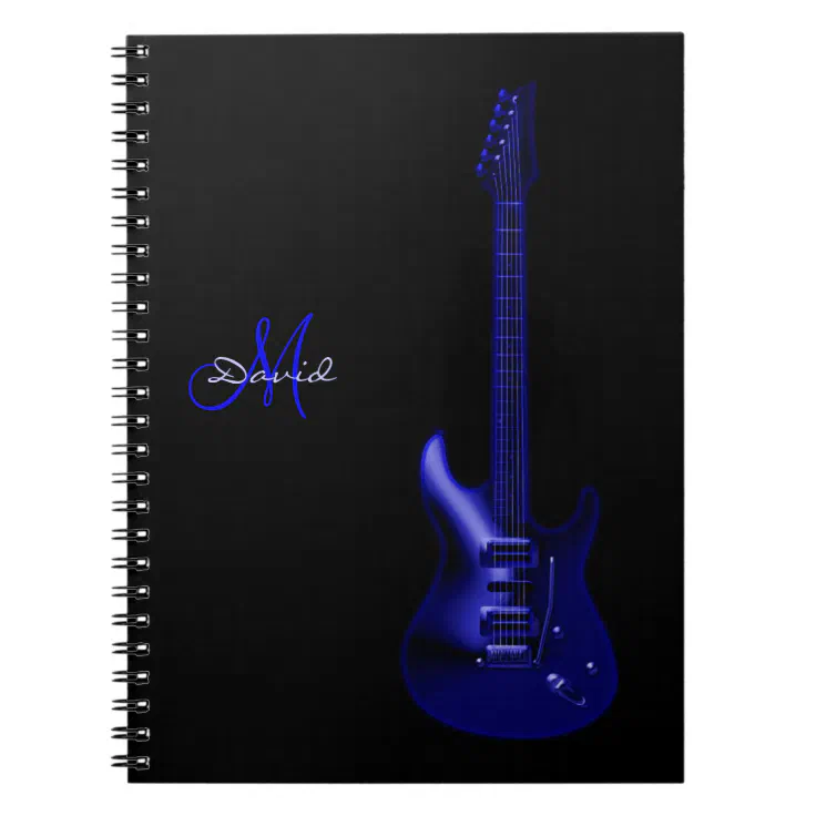 Personalized Electric Blue Guitar Music Notebook | Zazzle