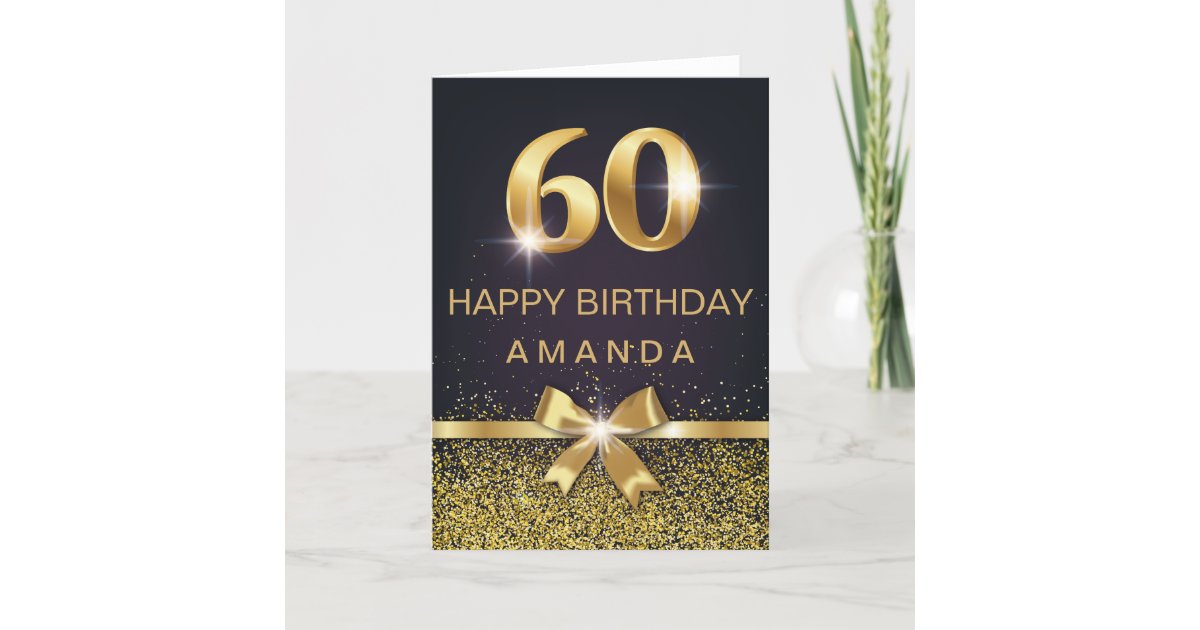 Personalized Elegant 60th Birthday Gold Glitter Card | Zazzle