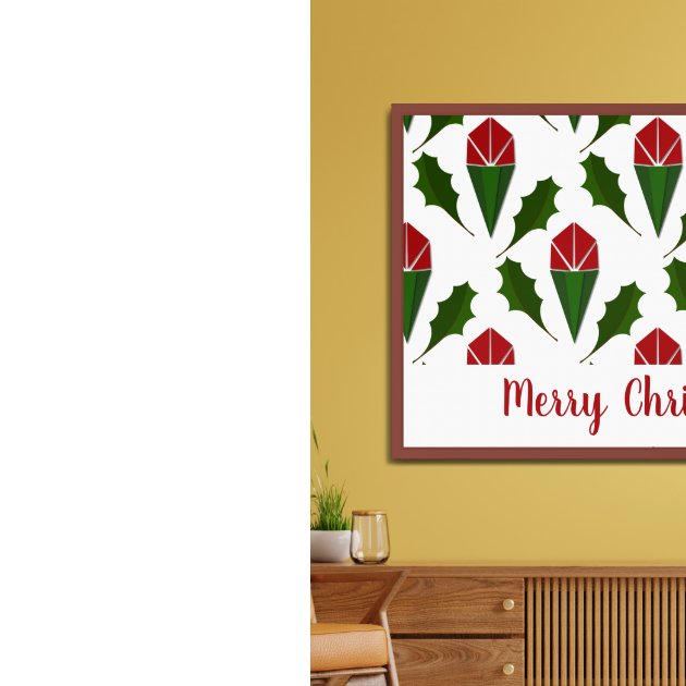 Personalized Elegant Abstract Red Roses and Holly Framed Art | Zazzle