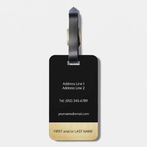 Personalized Elegant Black Gold Monogram Letter M Luggage Tag | Zazzle
