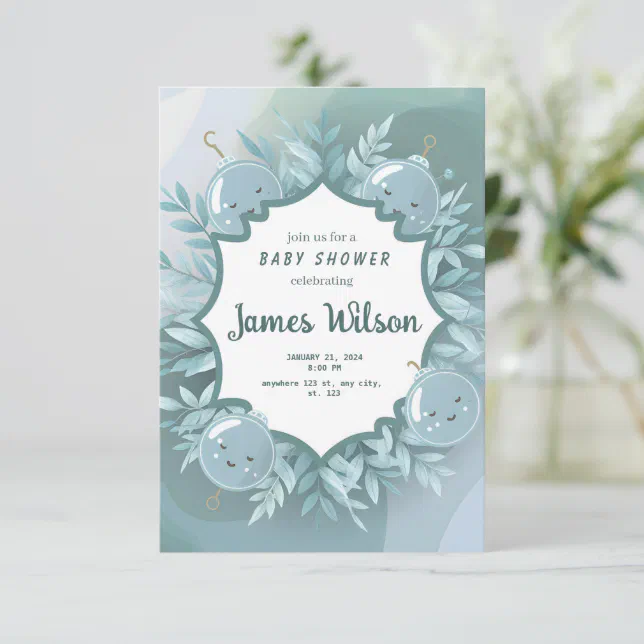 [Personalized] Elegant Blue Baby Shower Invitation | Zazzle