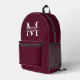 Personalized Elegant Burgundy Monogram and Name Printed Backpack | Zazzle
