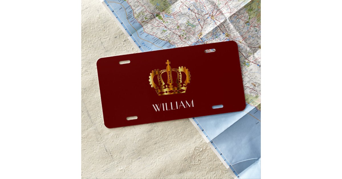 Personalized Elegant Crown Red License Plate | Zazzle