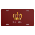 Personalized Elegant Crown Red License Plate | Zazzle