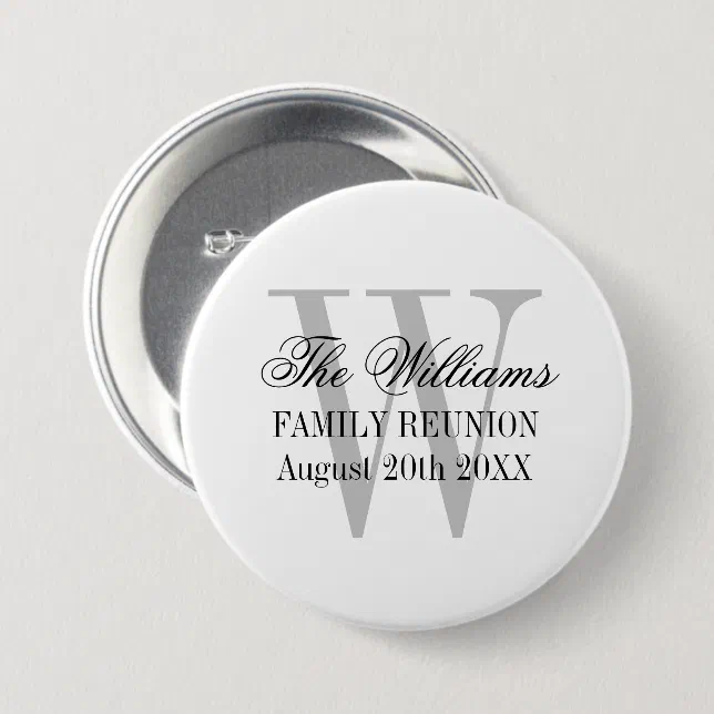 Personalized elegant family reunion party buttons | Zazzle