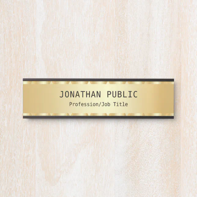 Personalized Elegant Faux Gold Glamour Template Door Sign | Zazzle