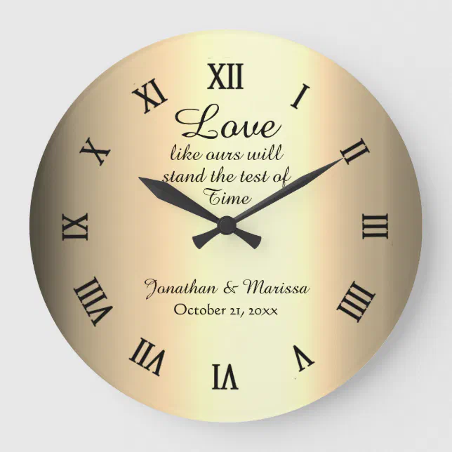 Personalized Elegant Gold Foil Wedding Keepsake Large Clock | Zazzle