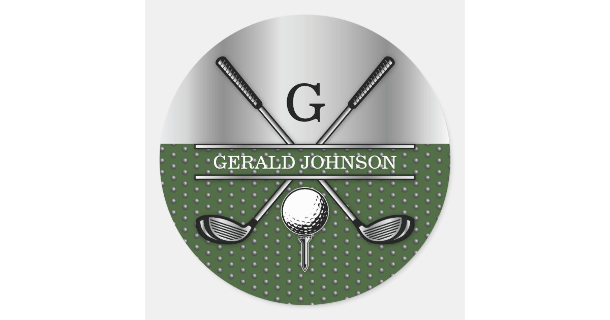 Personalized Elegant Golf Monogram Logo Classic Round Sticker | Zazzle