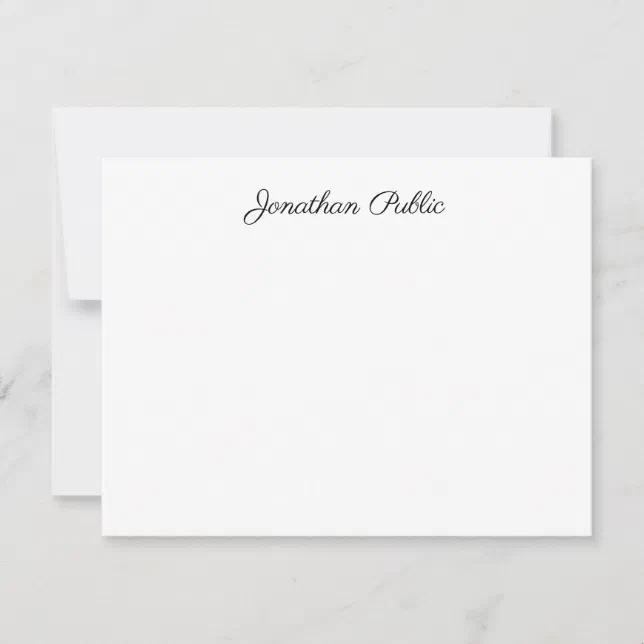 Personalized Elegant Handwritten Script Text Flat Note Card | Zazzle