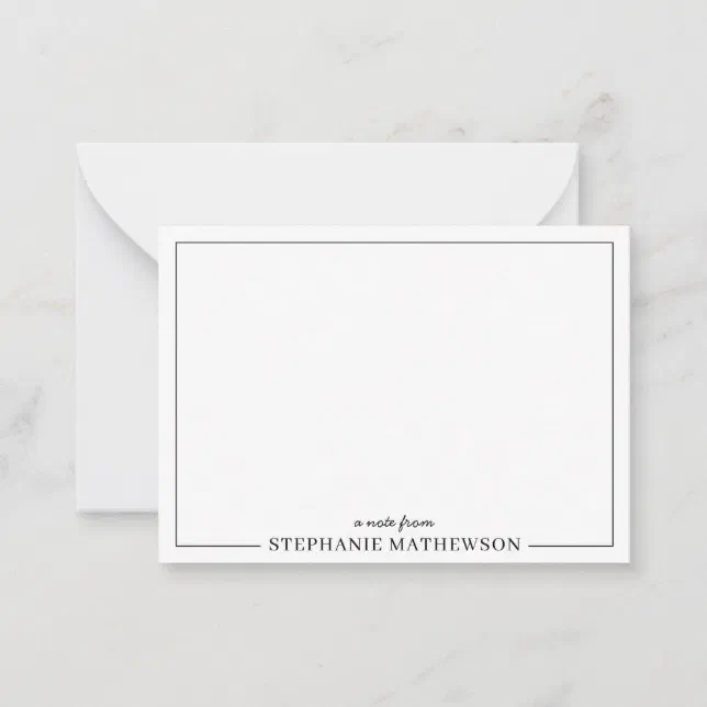 Personalized Elegant Minimal Black and White Note Card | Zazzle