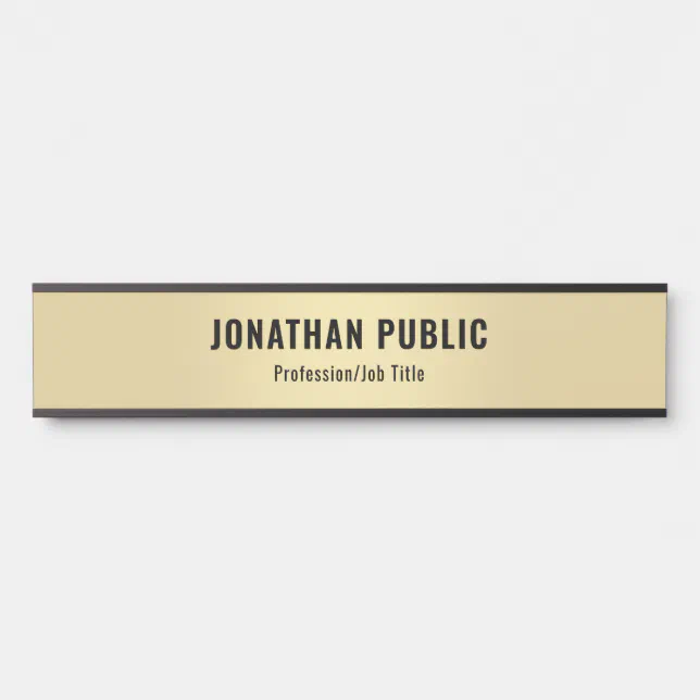 Personalized Elegant Modern Faux Gold Template Door Sign | Zazzle