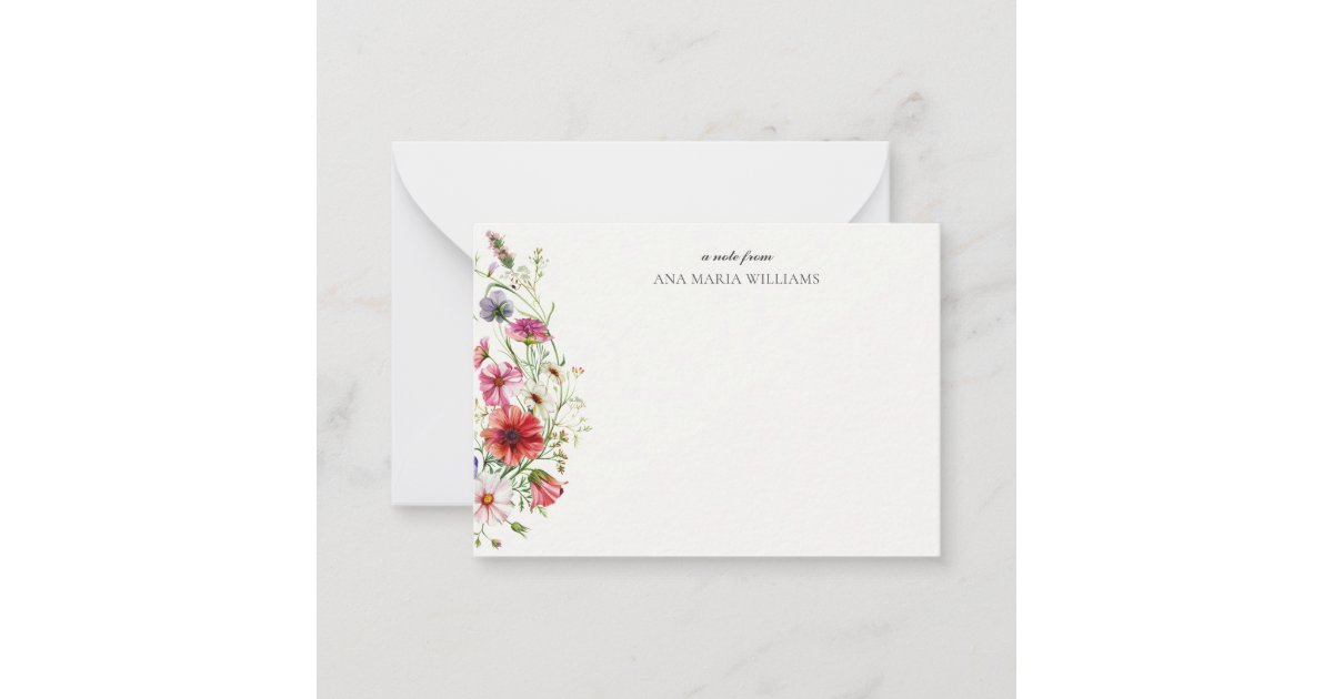 Personalized Elegant Modern Floral Note Card | Zazzle