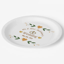 Personalized Elegant Modern White Floral Wedding Paper Plates | Zazzle